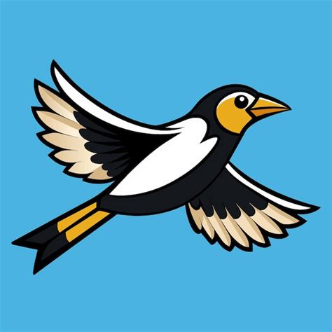 Un Dessin Dun Oiseau Avec Un Bec Jaune Et Des Ailes Blanches Vecteur