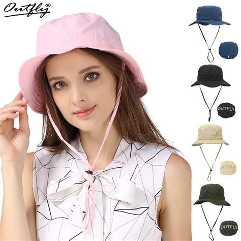 Outfly Cool Bucket Hat Summer Ladies Sun Hat Folda Grandado