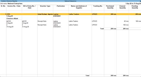 How To View Customs Clearance Register In TallyPrime Excise For