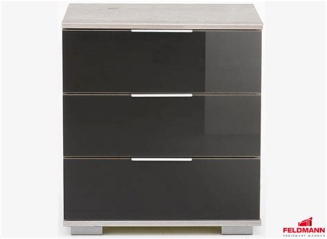 Wimex Nachtkonsole Easy Plus 1 St 52x38x58cm Weiß Eiche Grau Glas