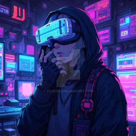 0914 Anime Cyberpunk A Young Anime Hacker W By Zeuszuu On Deviantart