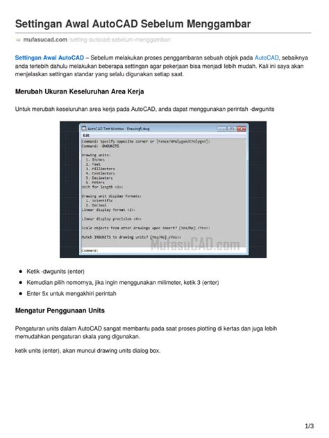 Settingan Awal Autocad Sebelum Menggambar Pdf