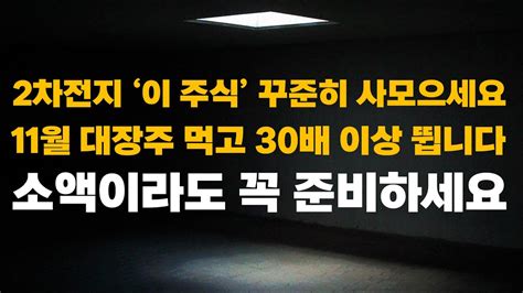 주식 2차전지 이 주식 꾸준히 사모으세요 11월 대장주 먹고 30배 이상 뜁니다 소액이라도 꼭 준비하세요 2차전지관련주 2차전지주식전망 엘앤에프에코프로비엠주가
