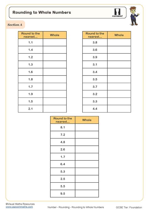 Rounding To The Nearest Whole Number Worksheet Printable Pdf Worksheets