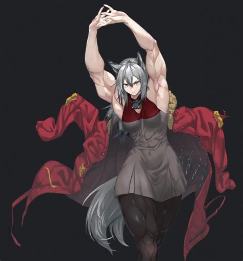 Rule 34 702 96 Arknights Armpits Arms Up Muscular Muscular Female