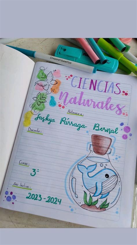 Carátula para cuaderno de Ciencias Naturales Portada de cuaderno de
