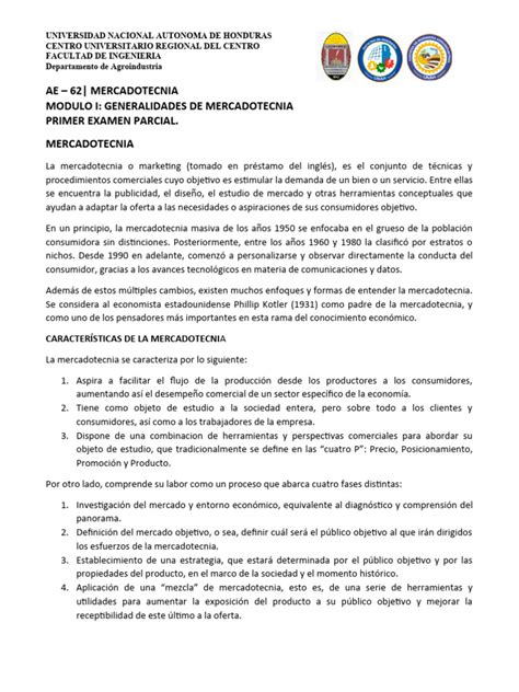 Modulo No I Mercadotecnia Pdf Marketing Publicidad