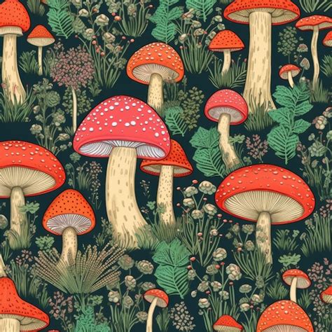 Premium Ai Image Patterns Mushroom In The Forest