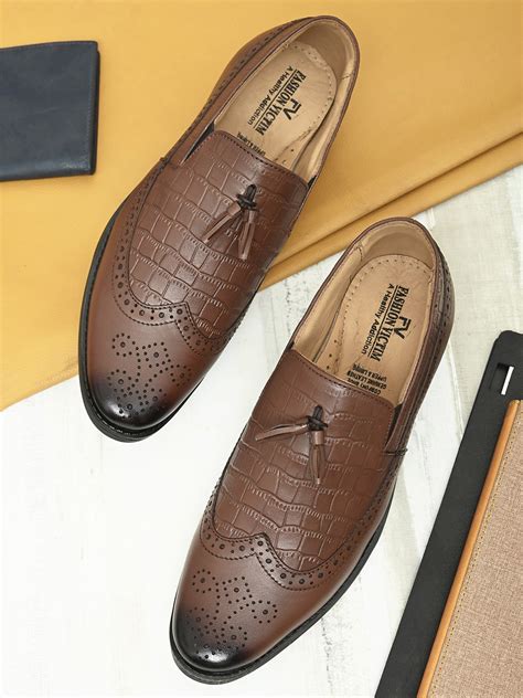 Buy Fashion Victim Men Textured Leather Formal Slip On Shoes Formal