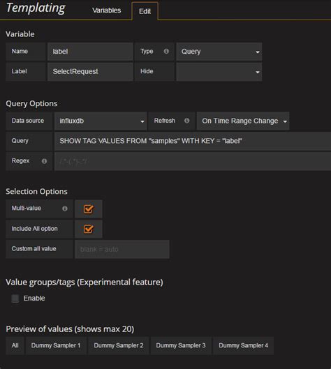 influxdb graph for individual sampler throughput in grafana using