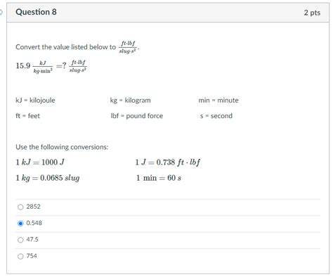 Solved Question 8 2 pts Convert the value listed below to | Chegg.com