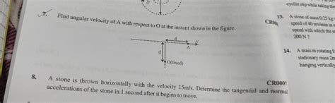 7 find angular velocity of a with respect to o at the instant shown in t