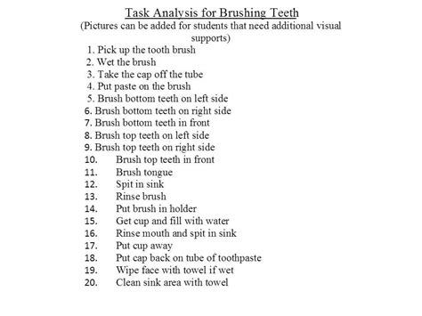 Task Analysis For Brushing Teeth