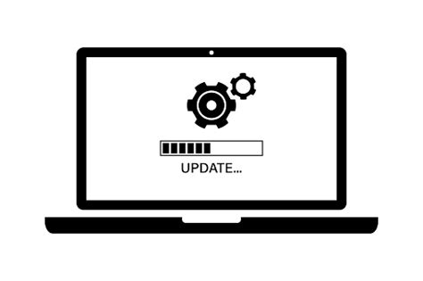 프로세스에서 시스템 업데이트 진행률 표시줄을 업데이트하는 소프트웨어입니다 랩톱 화면에서 아이콘을 다운로드합니다 벡터