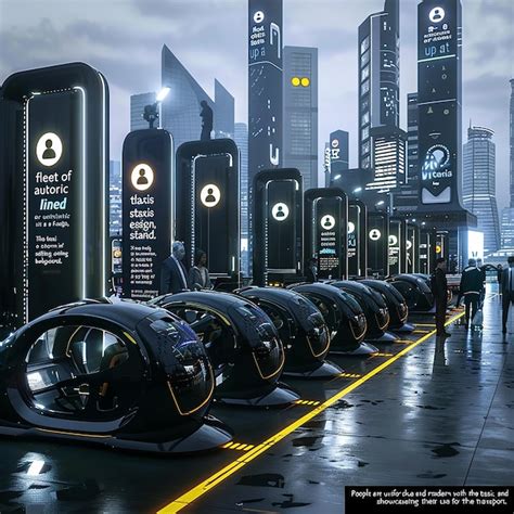Fleet Of Autonomous Electric Taxis Premium Ai Generated Image