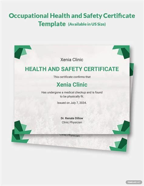 Health And Safety Certificate Template At Templatemodel