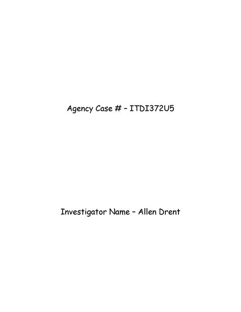 Drent U5 Ip Itdi372 Assignment Agency Case Itdi372u