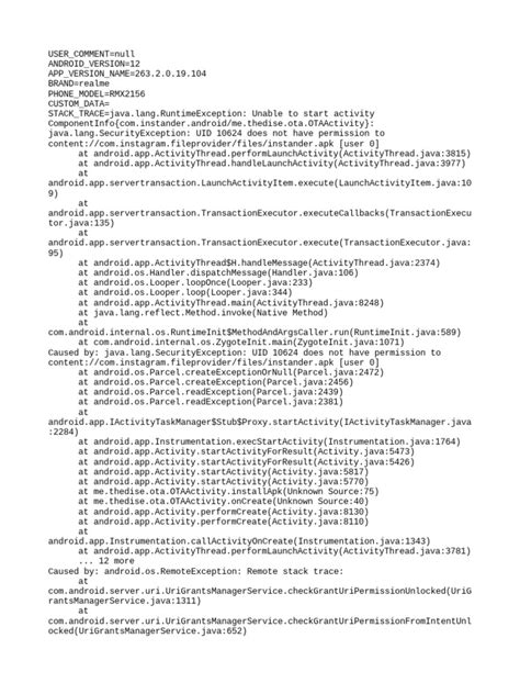 Com Instanderandroid Crash Report Pdf Android Operating System