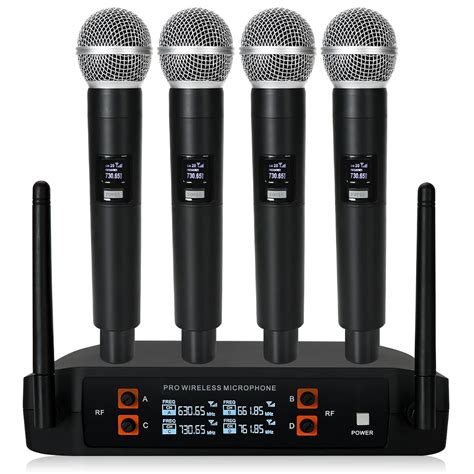 Uhf 무선 마이크 시스템 4 채널 핸드헬드 다이나믹 마이크 노래방 Pa Dj 파티용 충전식 리시버 4x1200mah Aliexpress