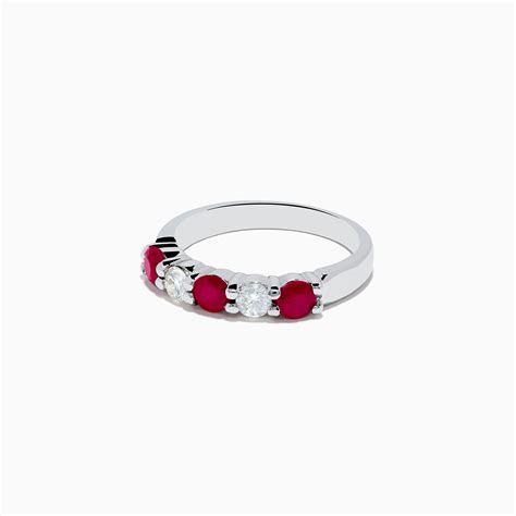 14k White Gold Ruby And Diamond Stacking Band 114 Tcw