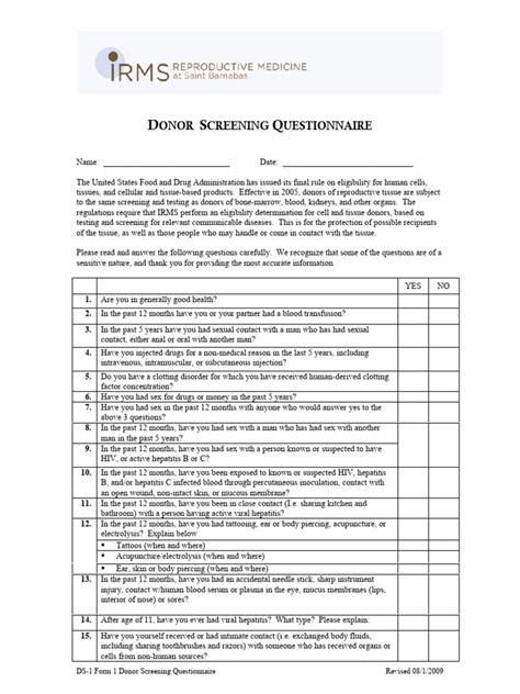 Fda Donor Questionnaire Pdf Menstruation Birth Control