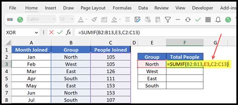Sum Values By Group Excel Formula