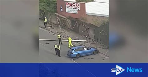 Car Mows Down Two Lampposts On Busy Dundee Road Before Driver Flees