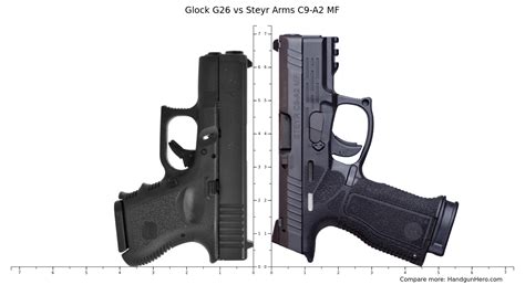 glock g26 vs steyr arms c9 a2 mf size comparison handgun hero