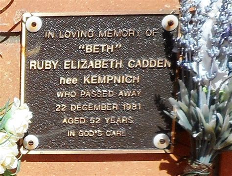 Ruby Elizabeth “beth” Kempnich Cadden 1929 1981 Find A Grave Memorial
