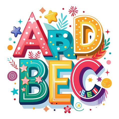 Letras Coloridas Del Alfabeto A B C D Y E Decoradas Con Estrellas