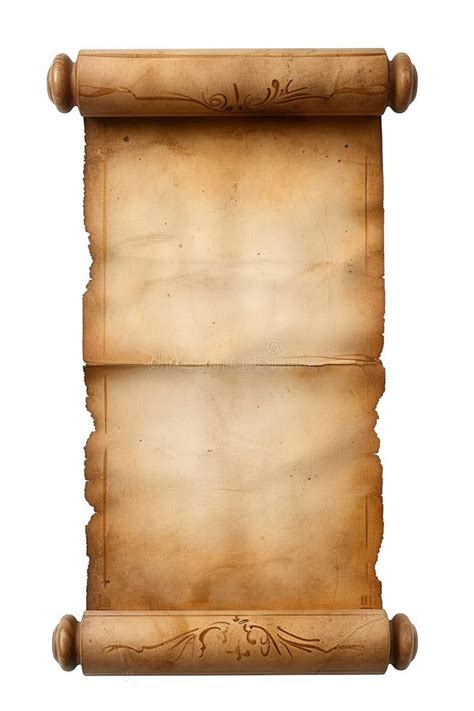 A Blank Old Vintage Worn Scroll Or Map Isolated On A White Background