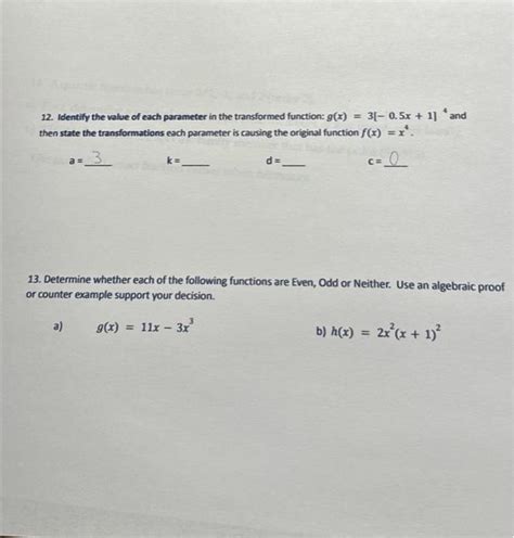 Solved Identify The Value Of Each Parameter In The Chegg