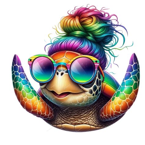 Sea Turtle Clipart Rainbow Sea Turtle Png Messy Bun Clipart Rainbow