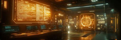 Digital Interface Displaying Code In A Dark Futuristic Room With