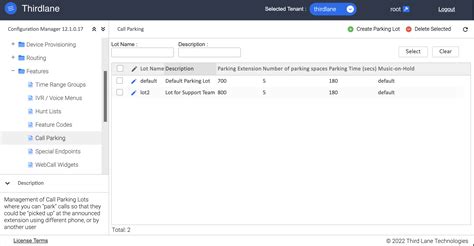 Call Parking Thirdlane Platform Documentation