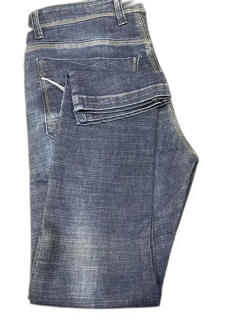 Casual Wear Faded Men Blue Regular Fit Denim Jeans Size 34 Inch At Rs