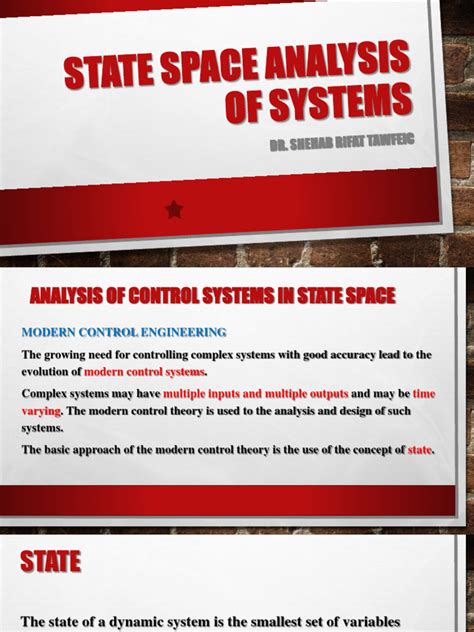 1 State Space Analysis Of Systems No Sound Pdf Control Theory