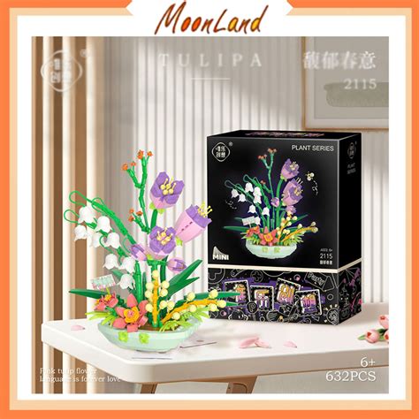 Jual Blok Bangunan Bunga Buket Diy Susun Block Flower Tanaman Pot