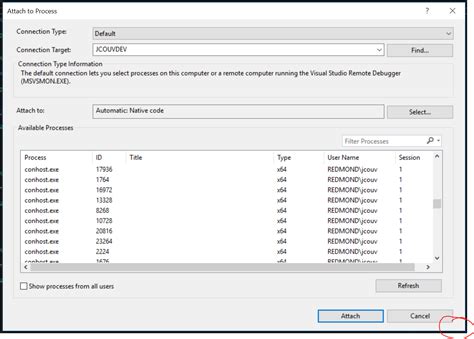 Allow Resizing The Attach To Process Window · Issue 22503 · Dotnet