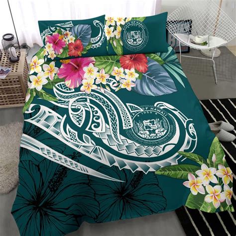 Polynesian Hawaii Bedding Set Summer Plumeria
