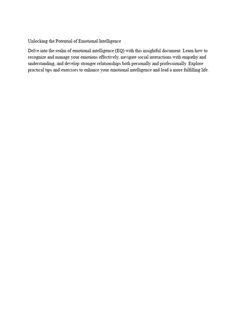 Unlocking The Potential Of Emotional Intelligence Pdf