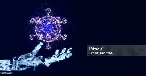 추상블러 로봇 Ai 손 잡고 3d 바이러스 나비 일러스트 디지털 혁신 미래 기술 변환 진화 진화 코로나바이러스 위기 관리