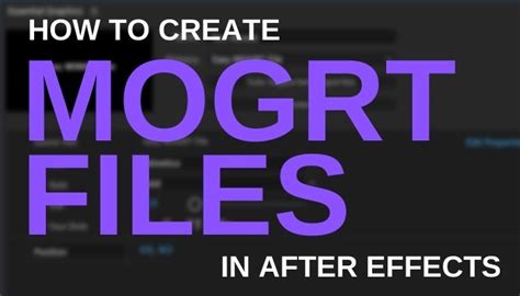 How To Create A Mogrt File In Adobe After Effects Illustrated Guide