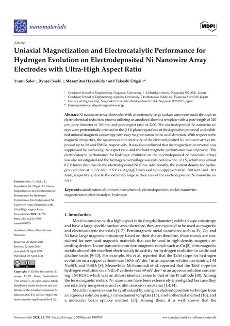 Pdf Uniaxial Magnetization And Electrocatalytic Performance For Hydrogen Evolution On