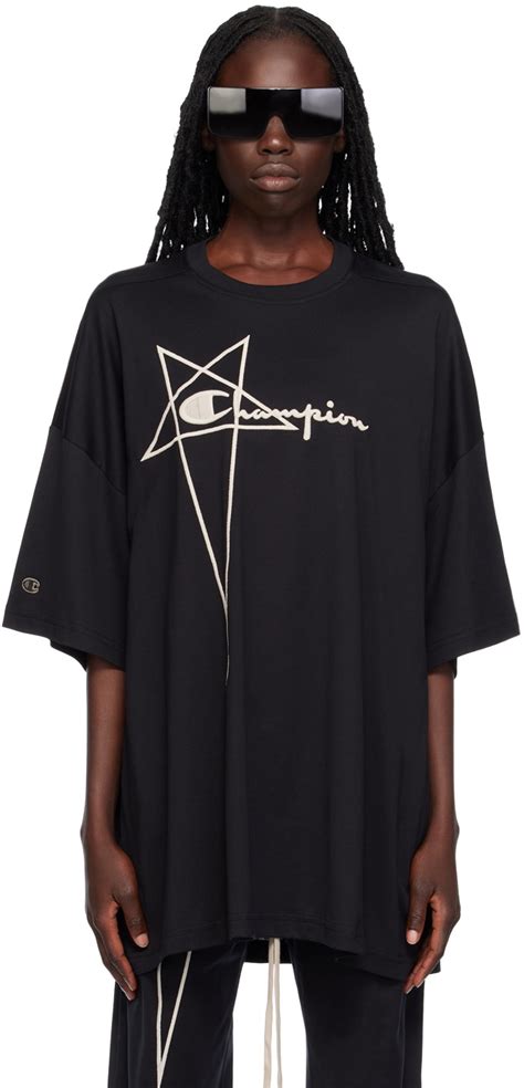 Rick Owens Black Champion Edition Tommy T Shirt Rick Owens