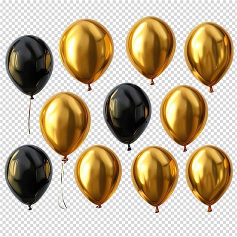 A Set Of Balloons With A Black And Gold Ribbon And The Words Gold On The Bottom Premium Ai