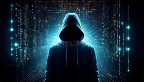 Hacker In Cap With Matrix Background Stock Illustration Illustration Of Stage Hacker 364861970