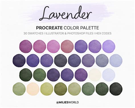 Lavender Procreate Color Palette Color Swatches Ipad Illustration
