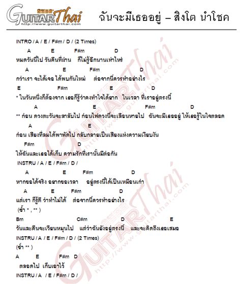 คอร์ด ฉันจะมีเธออยู่ สิงโต นำโชค คอร์ดเพลง กีตาร์