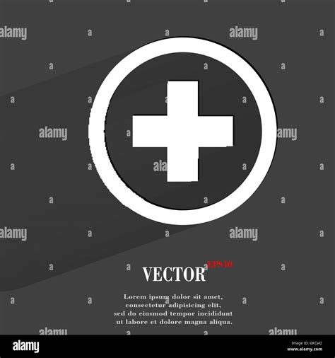 plus flat modern web button with long shadow and space for your text